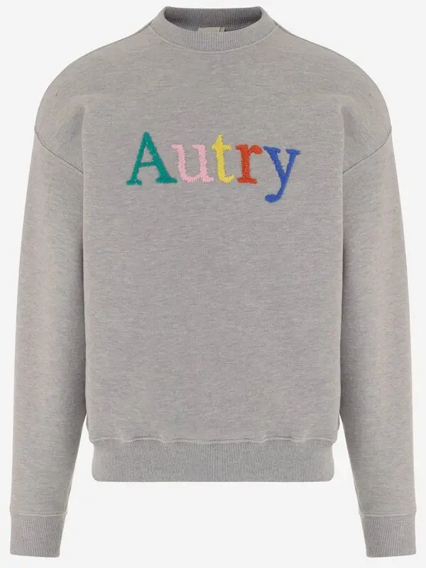 AUTRY Cotton Sweatshirt With Embroidered Logo - Grey