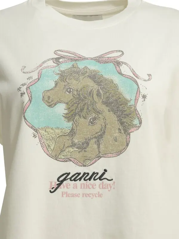 GANNI Qixi' Crew Neck T Shirt - White