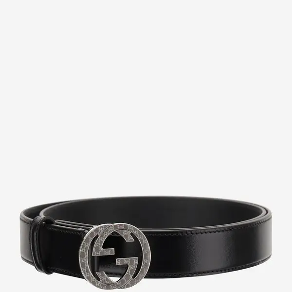 Gucci Leather Belt With Logo - Black