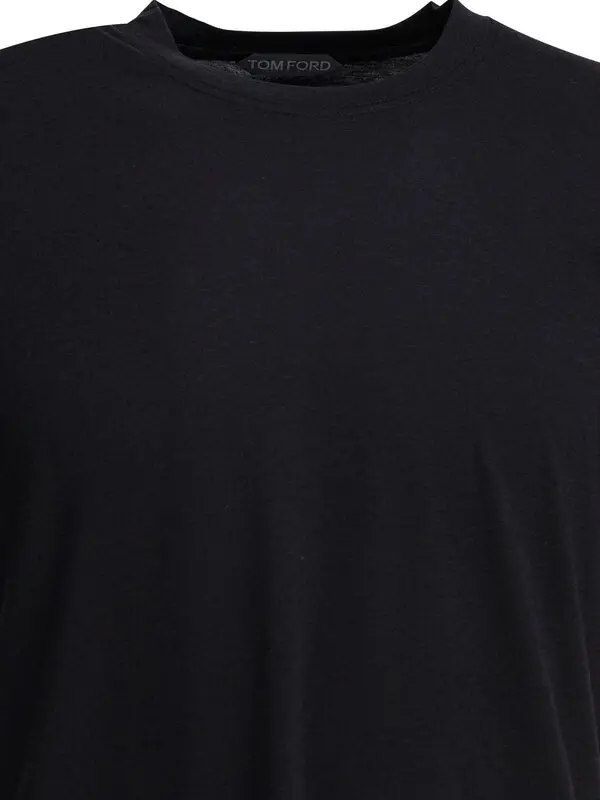 TOM FORD Round Neck T Shirt Made Of Lyocell - Black