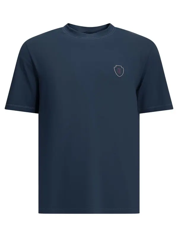 Brunello Cucinelli Crewneck T Shirt With Logo - Blue