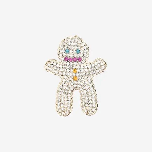 Lisa C Brass Brooch With Crystals In The Shape Of A Gingerbread - Multi