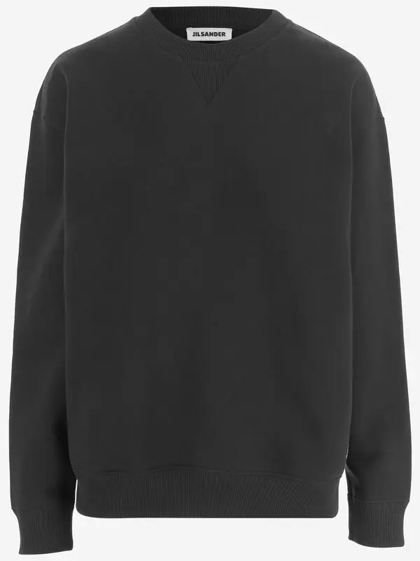 JIL SANDER Cotton Sweatshirt With Logo - Black