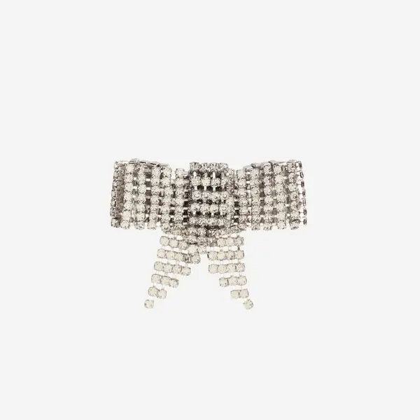 Lisa C Brass Brooch With Bow Shaped Crystals