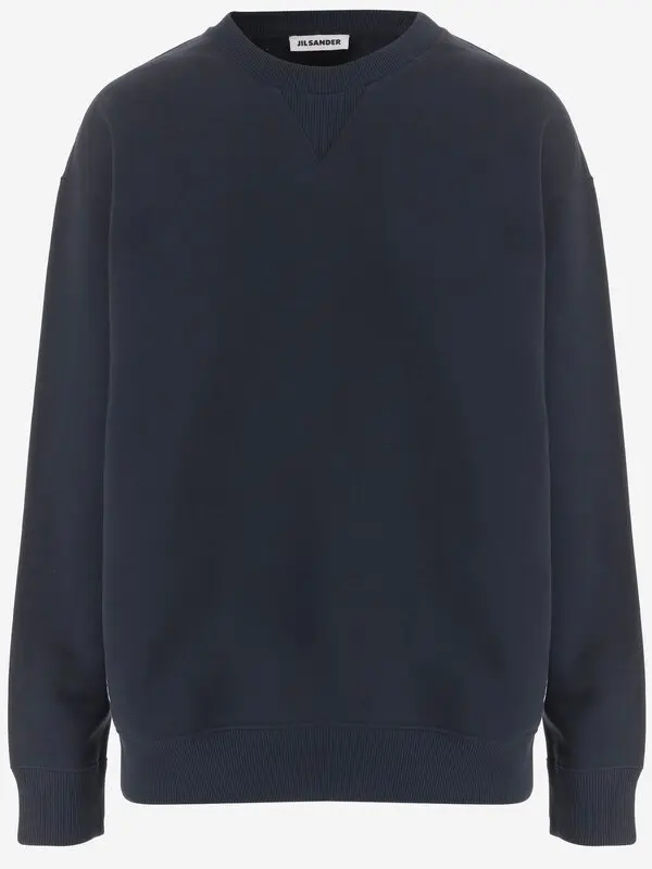 JIL SANDER Cotton Sweatshirt With Logo - Navy