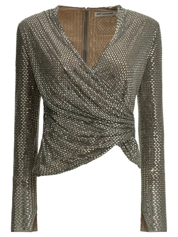 SELF-PORTRAIT Casual Peplum Top - Silver