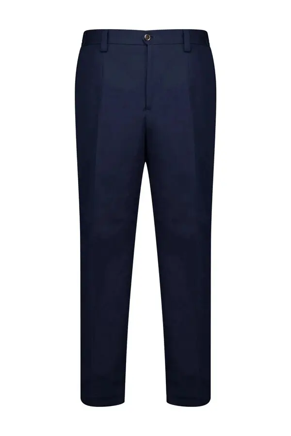 AUTORE Trousers In Cotton And Linen - Blue Navy