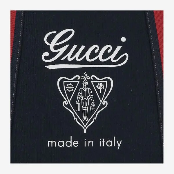 Gucci Printed Fabric Bag Medium Web Detail - Navy