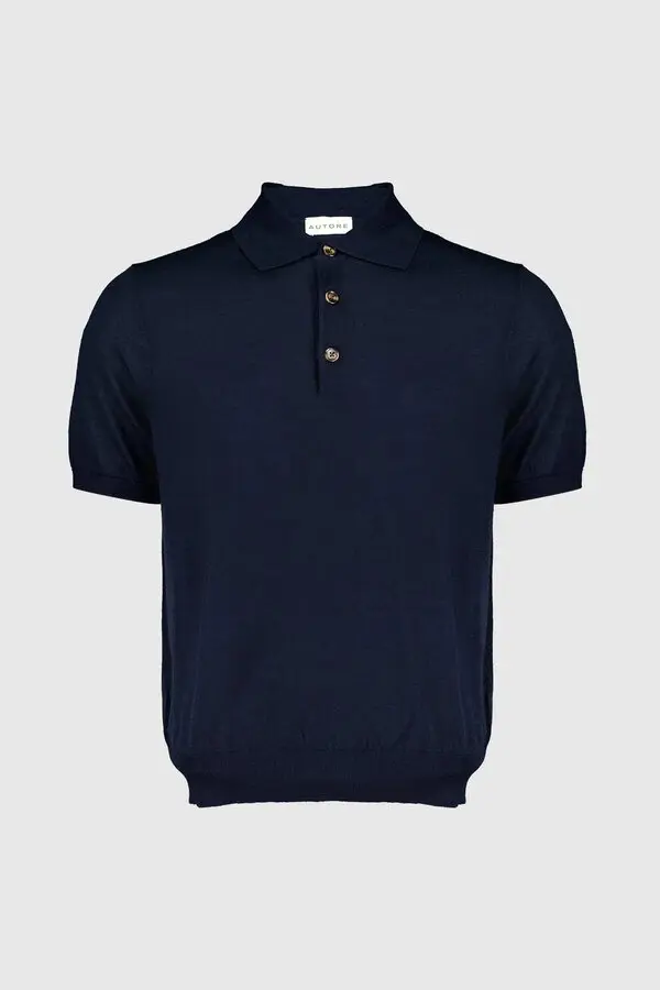 AUTORE Polo In Extrafine Merino Wool - Blu