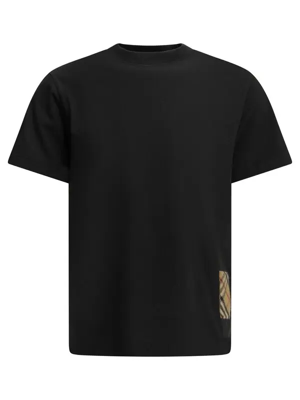Burberry Crewneck T Shirt With Appliqu - Black