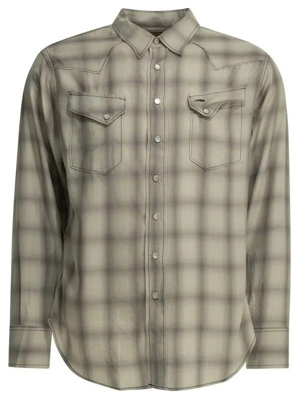 SUGAR CANE Casual Plaid Shirt - Grey