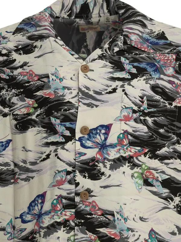 SUN SURF Butterfly Splash' Casual Shirt - Black