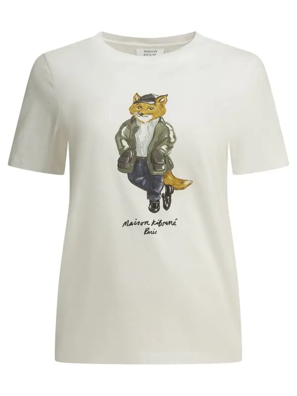 Maison Kitsuné Weekend Fox' Crew Neck T Shirt - White