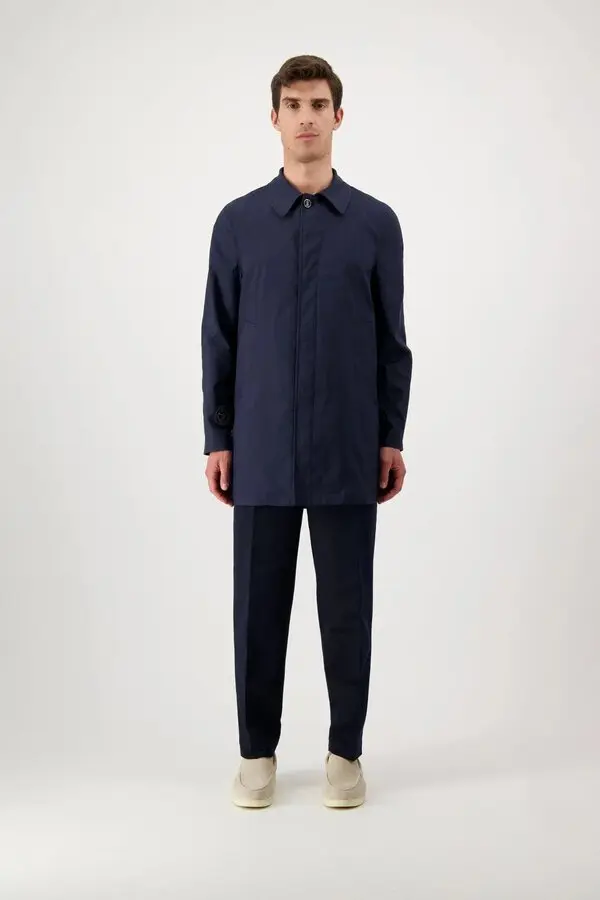 AUTORE Horn Trench Coat - Blue Navy