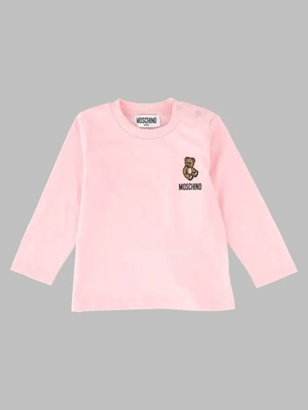Moschino T Shirt Da Neonata Con Ricamo Teddy Bear