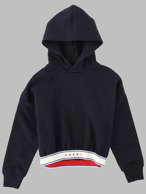 Marni Felpa Cropped Con Logo Su Banda Elastica