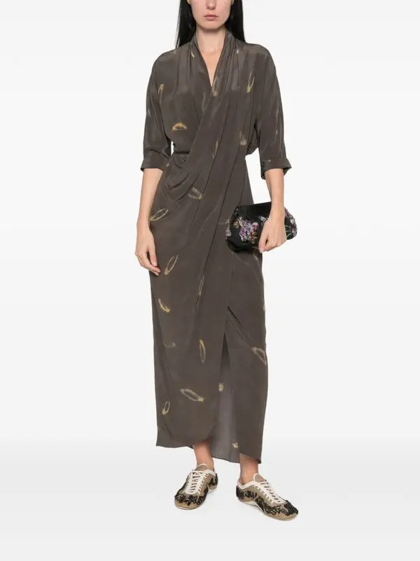 CORTANA Thea Printed Silk Long Dress