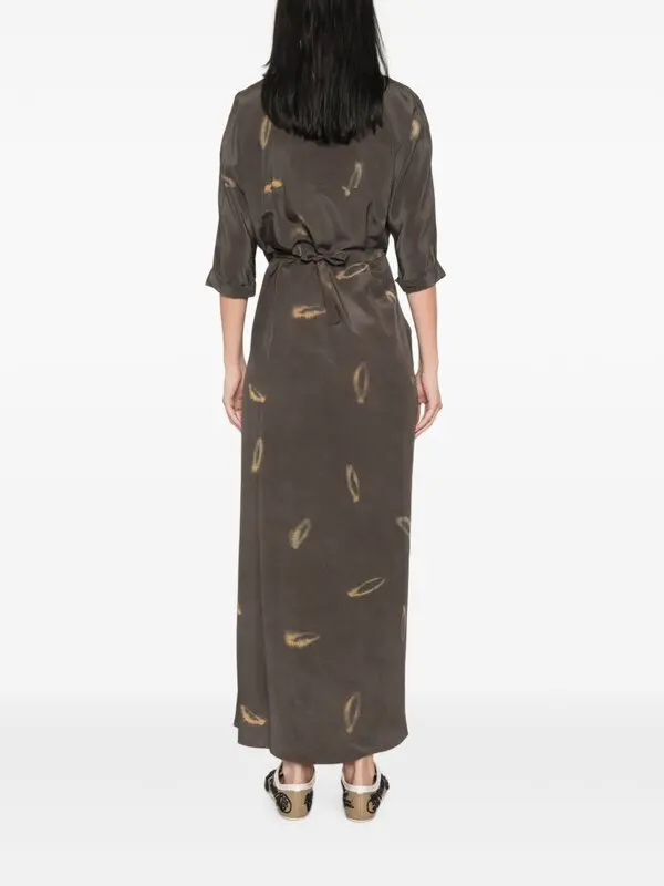 CORTANA Thea Printed Silk Long Dress