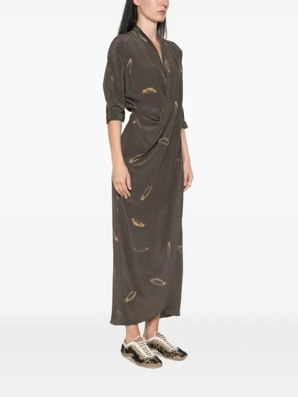CORTANA Thea Printed Silk Long Dress