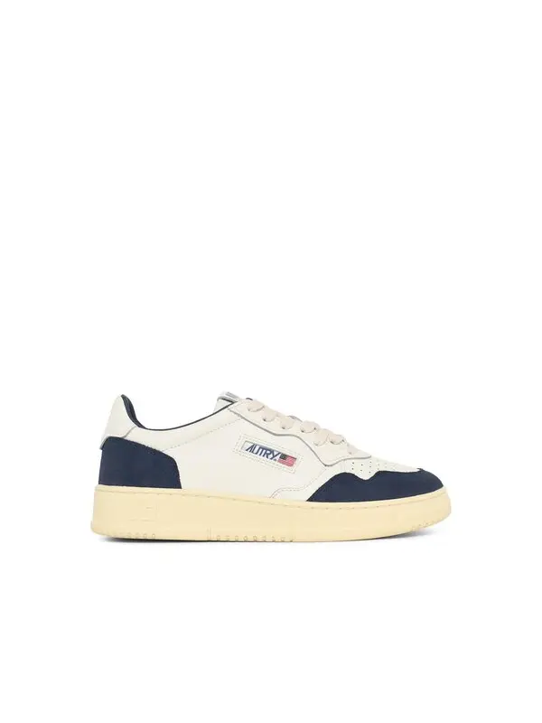 AUTRY Medalist Low' White And Lear Sneakers - Blue