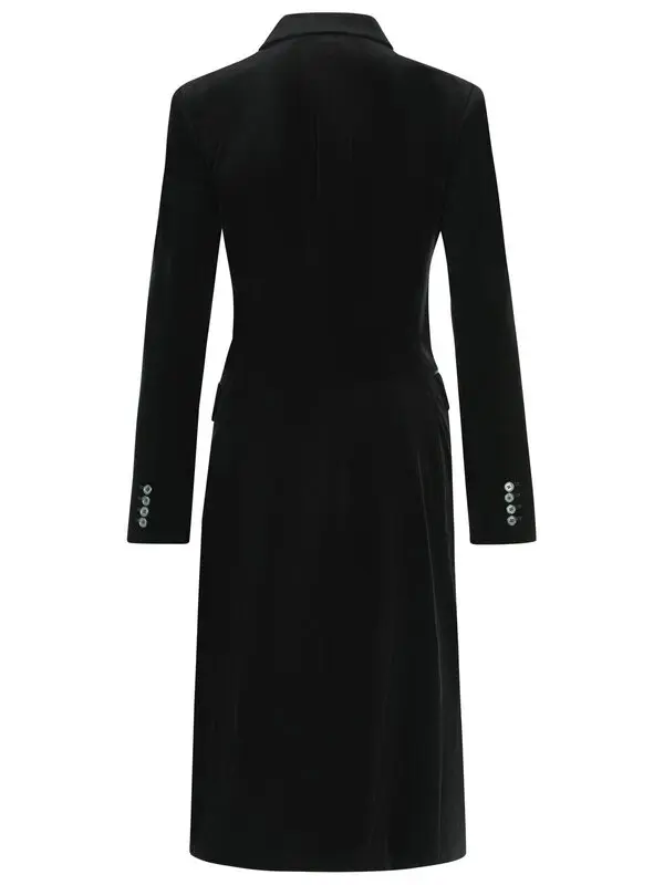 Khaite Rolon Coat In Velvet - Black