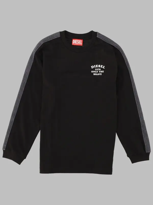 DIESEL® T Shirt A Manica Lunga Con Bande Laterali In Denim