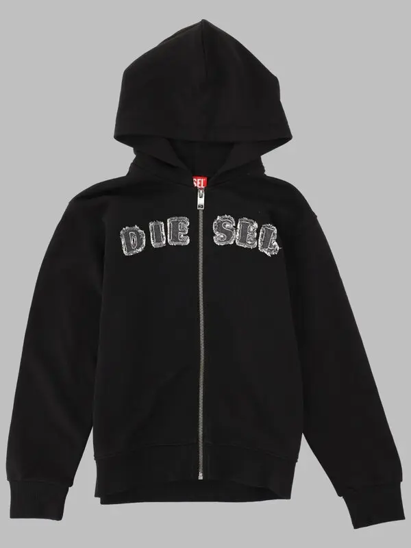 DIESEL® Felpa Con Logo Effetto Sfrangiato