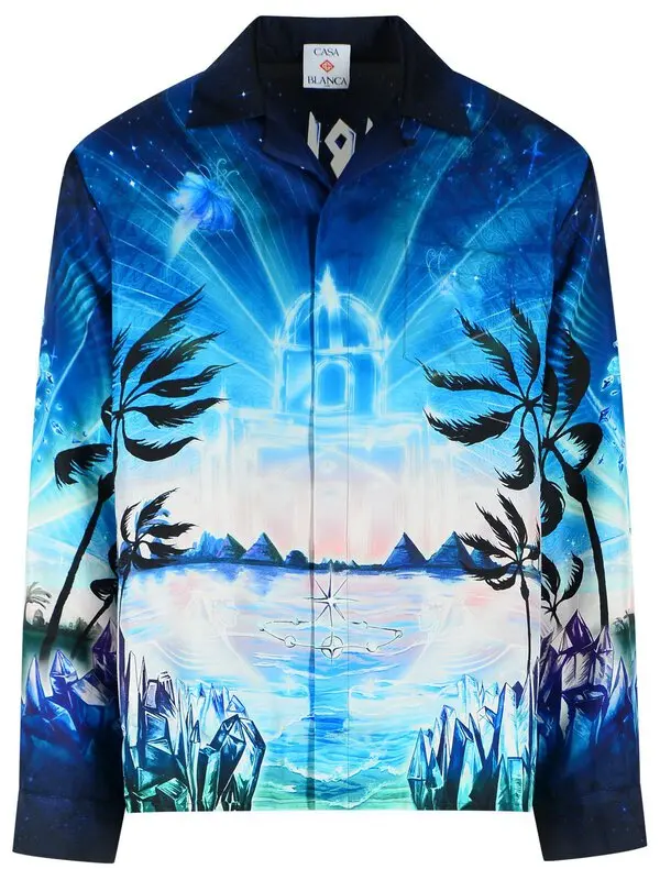 Casablanca Crystal Alchemy Silk Shirt - Blue