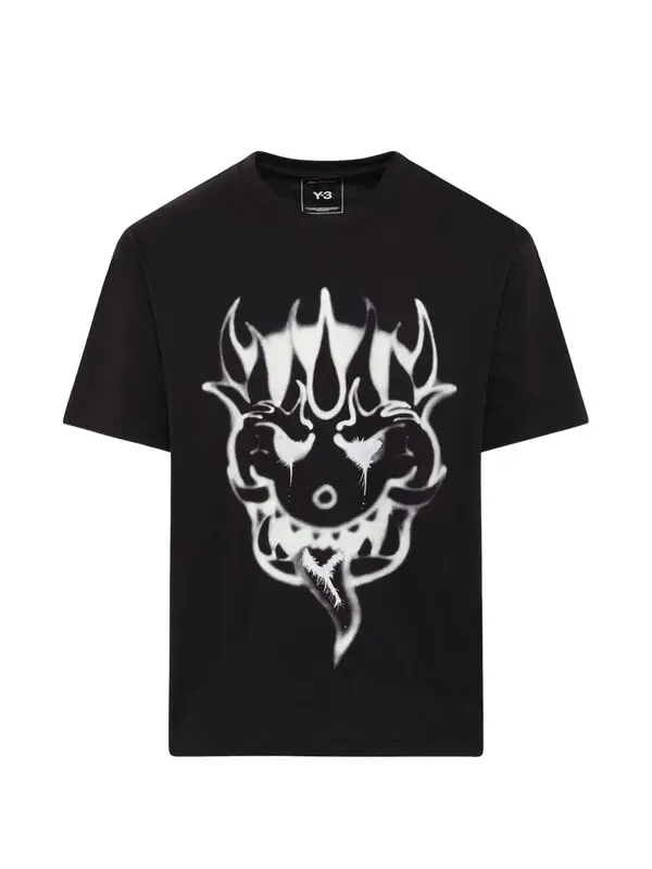 Y3 Printed Cotton T Shirt