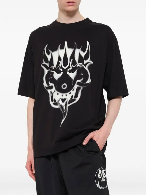 Y3 Printed Cotton T Shirt