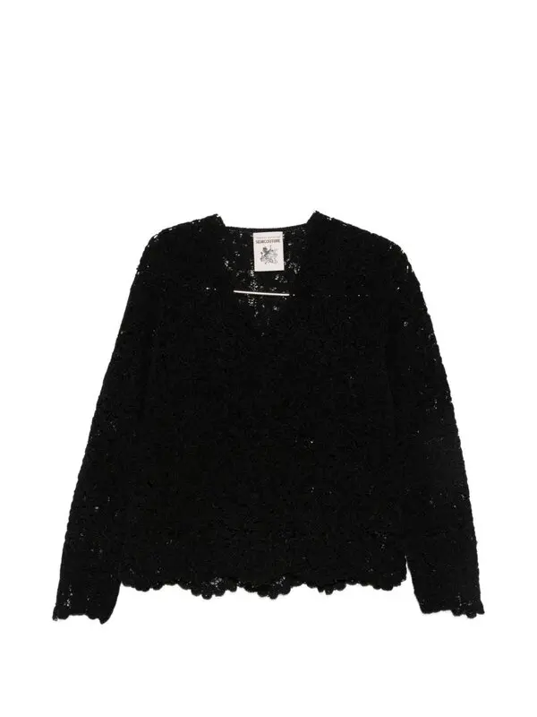 SEMICOUTURE Calanthe V Necked Sweater - Black