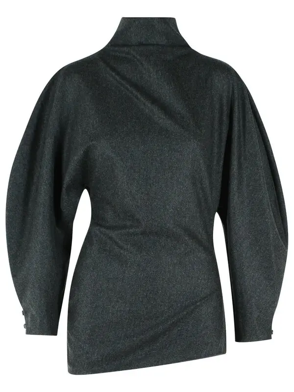 Khaite Harlow' Wool And Charcoal Cashmere Top