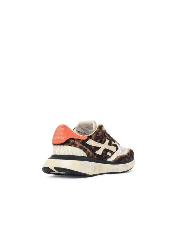 Premiata Lauryn' Leopard Print Pony Blend Sneakers - Brown