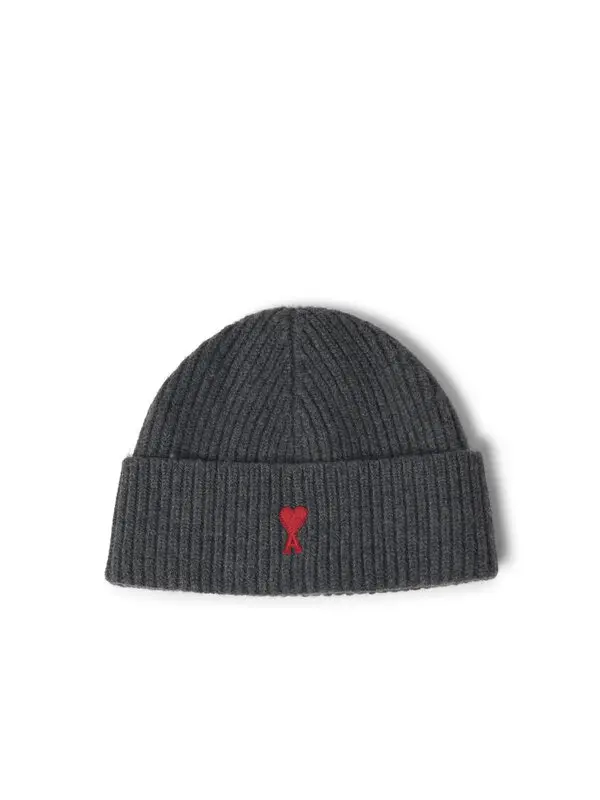 AMI Paris De Cœur' Cotton Beanie - Grey