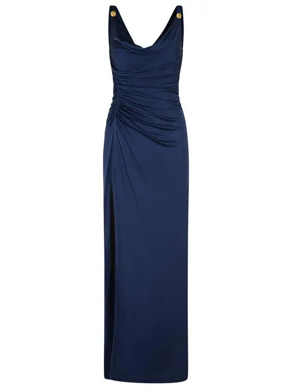 Versace Blue Viscose Gown Dress