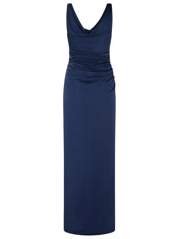 Versace Blue Viscose Gown Dress