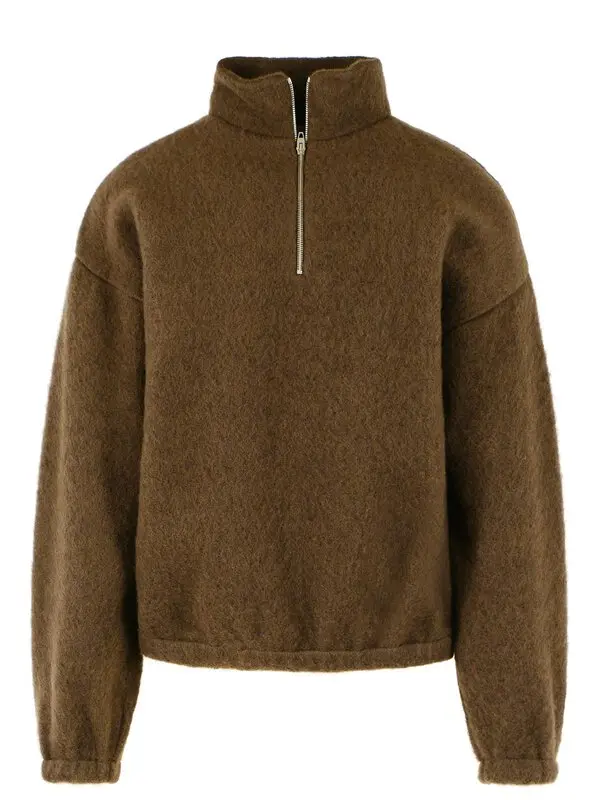 JIL SANDER Wool Fleece Sweatshirt - Brown