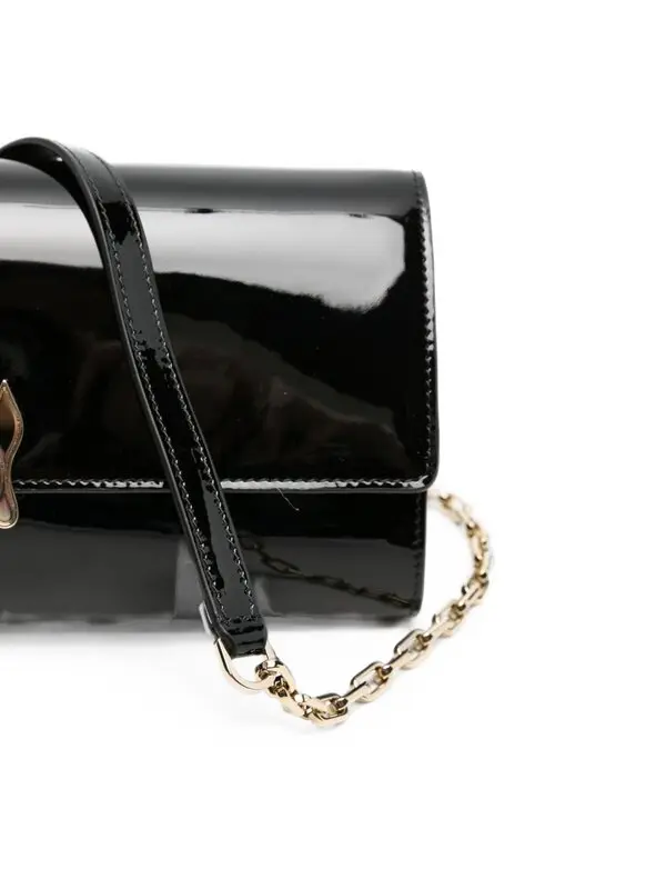 CHRISTIAN LOUBOUTIN Bettina Patent Leather Wallet On Chain - Black