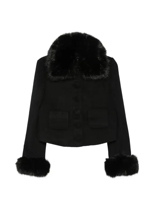SELF-PORTRAIT Faux Fur Trim Jacket