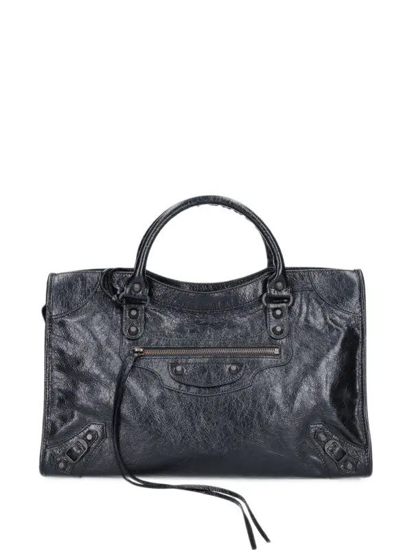 Balenciaga Le City Medium Leather Handbag - Black