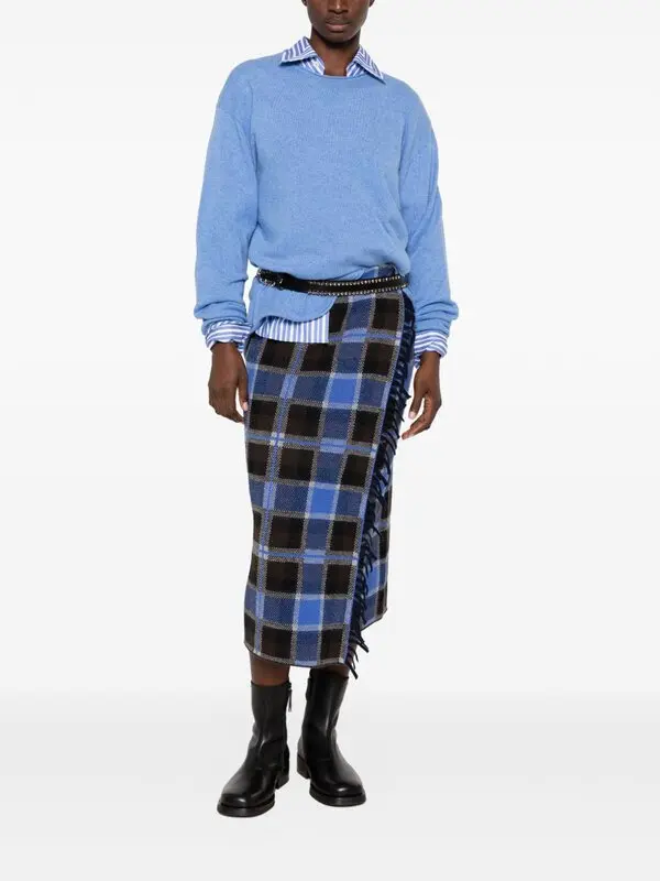 Guest In Residence Wool And Cashemre Tartan Skirt - Navy