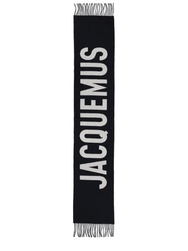 Jacquemus Sciarpa In Lana Con Frange E Logo