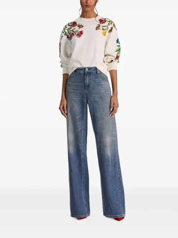 Alice + Olivia Embroidered Cotton Sweatshirt