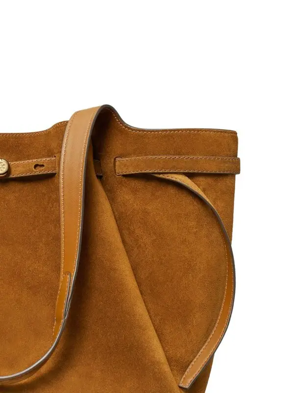 Tory Burch Romy Suede Leather Tote - Camel