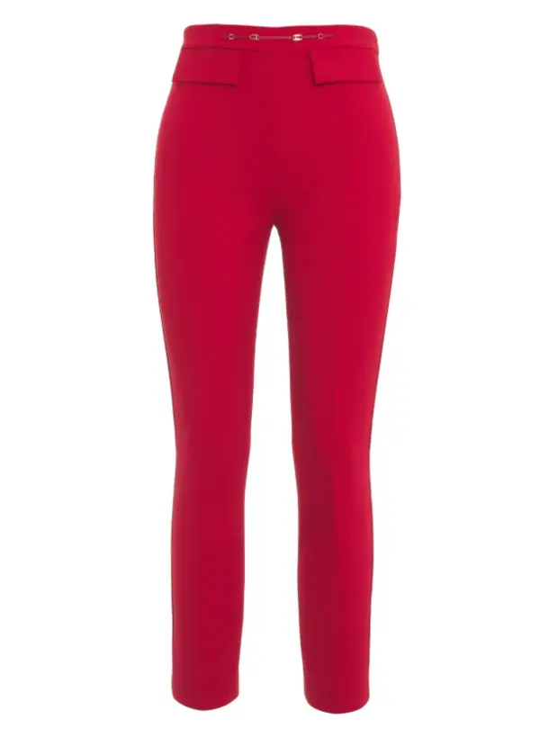 Elisabetta Franchi Trousers In Stretch Double Crepe - Rosso