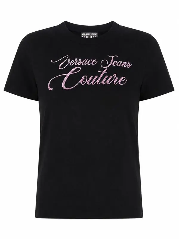 Versace T Shirt Con Logo E Strass