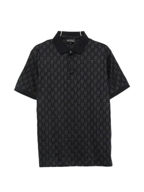 Emporio Armani Allover Logo Polo Shirt - Navy