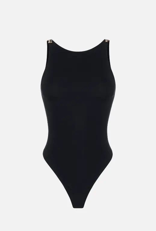 Elisabetta Franchi Bodysuit In Crepe - Nero