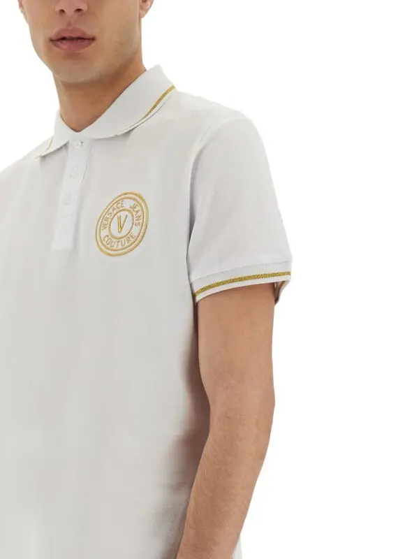 Versace Polo In Cotone Con V Emblem