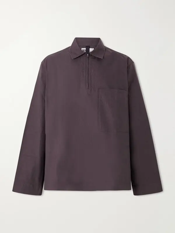 MARGARET HOWELL Half Zip-up Cotton Shirt